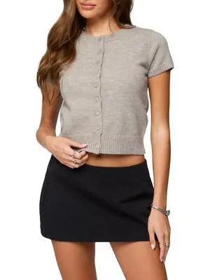 EDIKTED Knit Button-up Top - Gray-melange