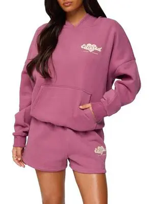 EDIKTED Logo Relaxed Hoodie - Mauve