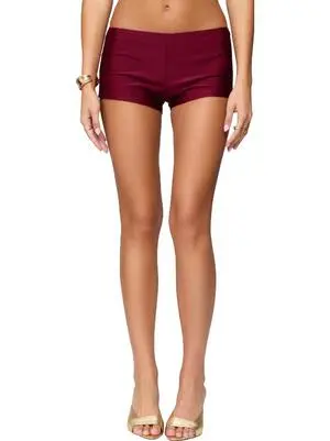 EDIKTED Mckenzie Microshorts - Burgundy