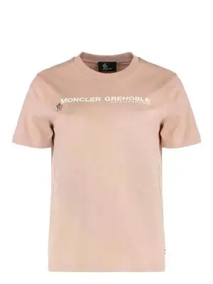 Moncler Logo-print Crew-neck T-shirt - Pink