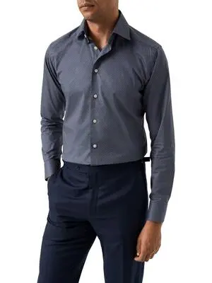 Eton Contemporary Fit Geometric Twill Button-up Shirt - Navy