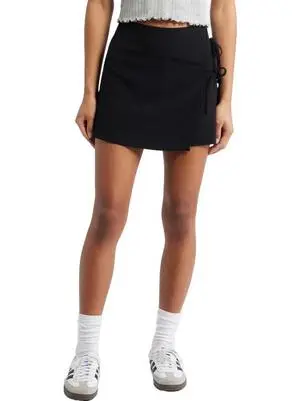 Bp. Tie Faux Wrap Skort - Black