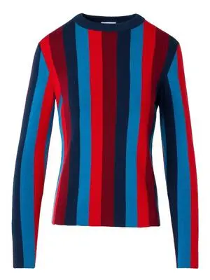 Akris Vertical Stripe Virgin Wool Sweater - Dark-blue Multi