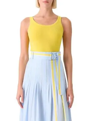 Akris Fitted Virgin Wool Sweater Tank - Lemon Zing