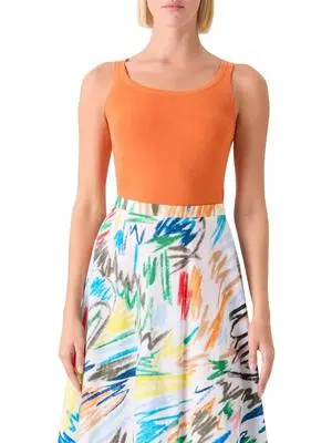 Akris Fitted Virgin Wool Sweater Tank - Orange