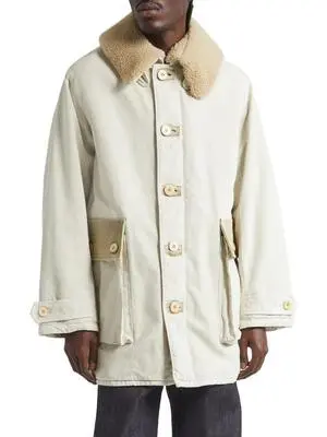 Visvim Winfield Field Coat With Genuine Shearling Collar - Off White