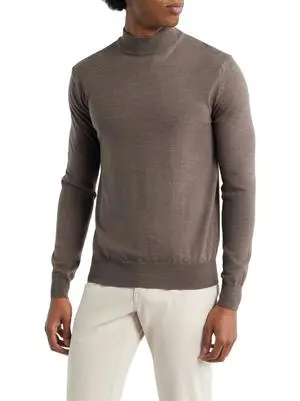 AURELIEN Cashwool® Mock Neck Sweater - Ash Grey