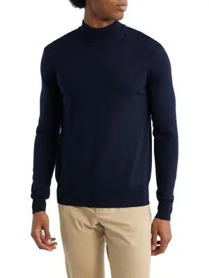 AURELIEN Cashwool® Mock Neck Sweater - Navy