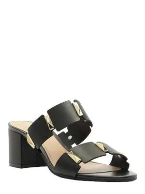 AREZZO Lyra Studded Mid Heel Slide Sandal - Black