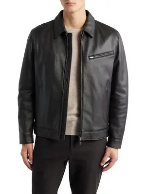Canali Leather Jacket - Dark Brown