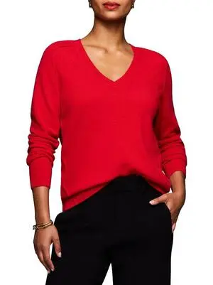 NIC+ZOE V-neck Cashmere Sweater - Scarlet