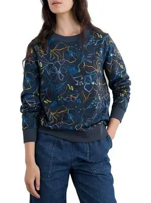 SEASALT CORNWALL Bright Wave Organic Cotton Sweatshirt - Drawn Floral Maritime