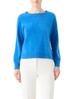Akris Brushed Cashmere Crewneck Sweater - Twilight