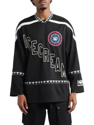 ICECREAM Party On Long Sleeve Mesh Jersey - Black