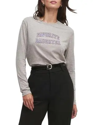 FAVORITE DAUGHTER The Collegiate Crop T-shirt - Heather Grey/light