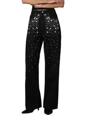 Joe's Jeans The Harlowe Stone Embellished Wide Leg Jeans - Constellation