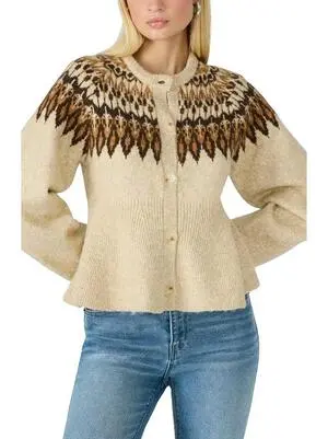 Steve Madden Fair Isle Peplum Cardigan - Multi