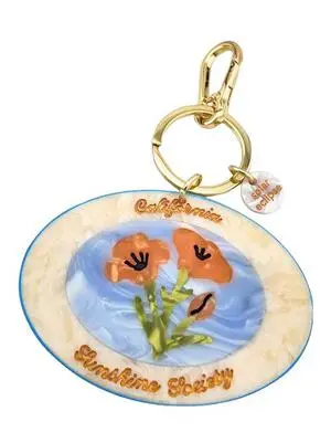SOLAR ECLIPSE Hand-painted California Sunshine Society Key Chain Bag Charm - Beige