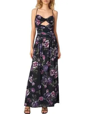 Cami Nyc Tashi Floral Mesh Maxi Dress - Dark Stormy