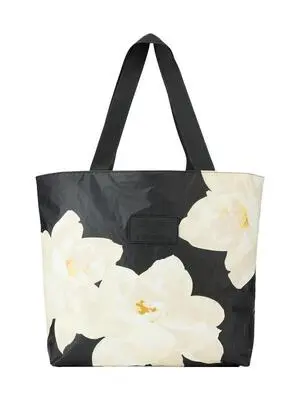 ALOHA COLLECTION Floral Water-resistant Tote - Snow/black