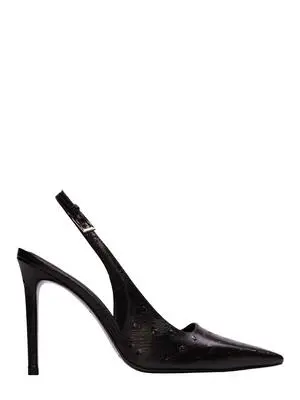 BLACK SUEDE STUDIO Lainey 100 Patent Slingback Pump - Black Patent Leather