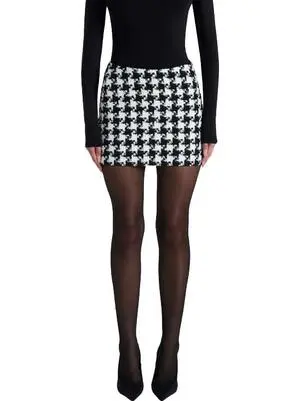 Naked Wardrobe Houndstooth Check Tweed Mini Skirt - Houndstooth Black/white