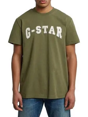G-star Raw Felt Logo Organic Cotton Graphic T-shirt - Shadow Olive