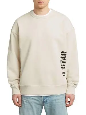 G-star Raw Sprayed 89 Loose Organic Cotton Crewneck Sweatshirt - Whitebait