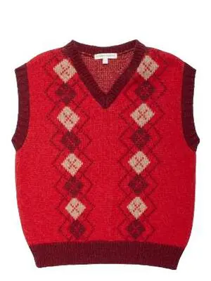 THE SUNDAY COLLECTIVE Wool Houndstooth Yearbook Vest - Argyle