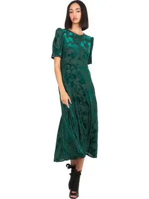 SUPER NATURAL BY SECRET MISSION Fran Burnout Velvet Dress - Emerald