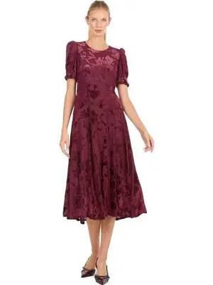 SUPER NATURAL BY SECRET MISSION Fran Burnout Velvet Dress - Garnet Floral