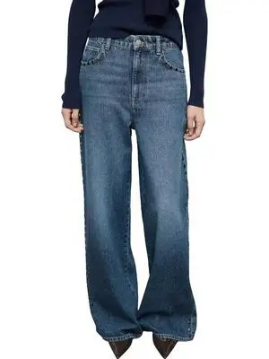 MANGO Studded Wide Leg Jeans