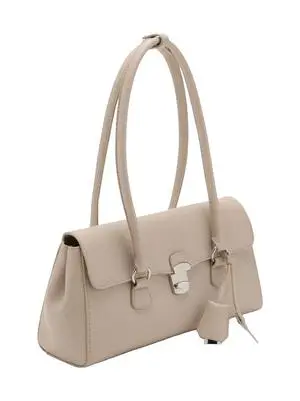 Mango Faux Leather Shoulder Bag Off White