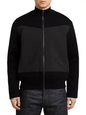 G-star Raw Mixed Media Organic Cotton Zip-up Bomber Jacket - Dark Black