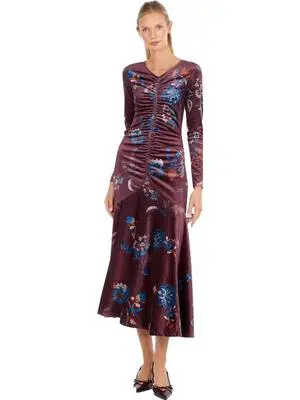 SUPER NATURAL BY SECRET MISSION Dusk Floral Velvet Dress - Burgundy Floral