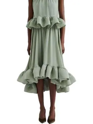 MALINA Adriana Frilled Hem Midi Skirt - Sage