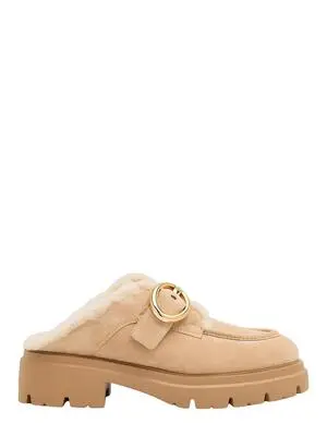 STUART WEITZMAN Benni Shearling-lined Mules - Beige