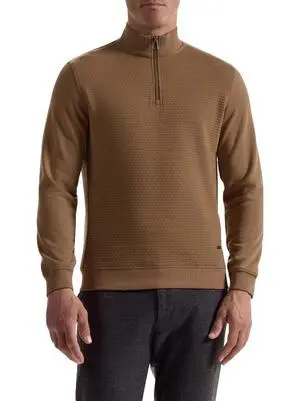 Bugatchi Quarter Zip Pullover - Camel