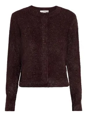 Vince Metallic Knit Cardigan - Oxblood