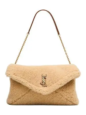 SAINT LAURENT YSL Envelope Flap Shoulder Bag In Shearling