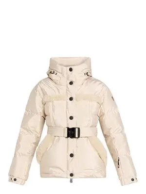 Moncler Mondim Metallic Shearling-Trimmed Hooded Down Ski Jacket Yellow