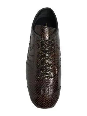 Dries Van Noten Dustin Snake-embossed Leather Sneakers - Dark Brown