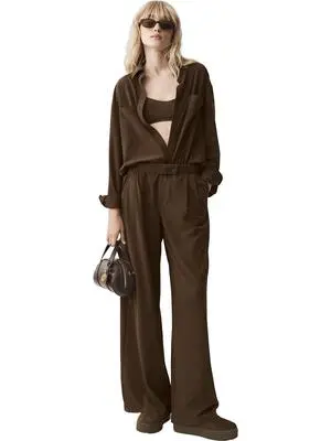 Alo Yoga High-waisted Tailored Wide-leg Trousers - Espresso