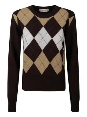 JUCCA Jumper With Argyle Pattern - Brown