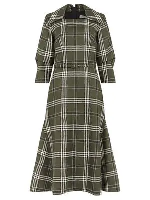 EMILIA WICKSTEAD Arete Shetland Tartan Dress - Green