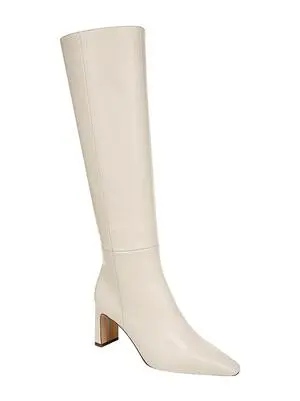Sam Edelman Sylvia Wide Calf Pointed Toe High Heel Boots - Ivory Leather