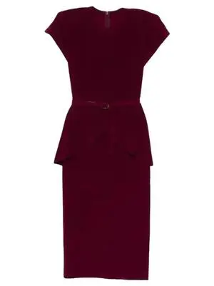 Norma Kamali Peplum Cap Sleeve Dress - Plum