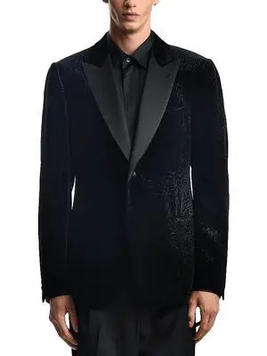 Emporio Armani Slim Fit Textured Blazer - Solid Black