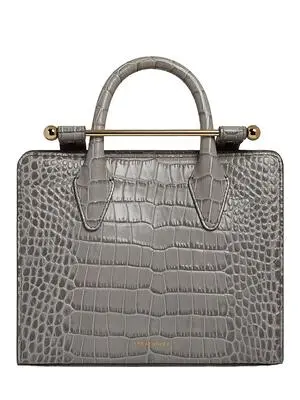 Strathberry Croc Embossed Mini Tote - Stone