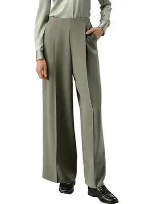 Lilysilk Stretch Silk Wide-leg Pants - Tea Leaf